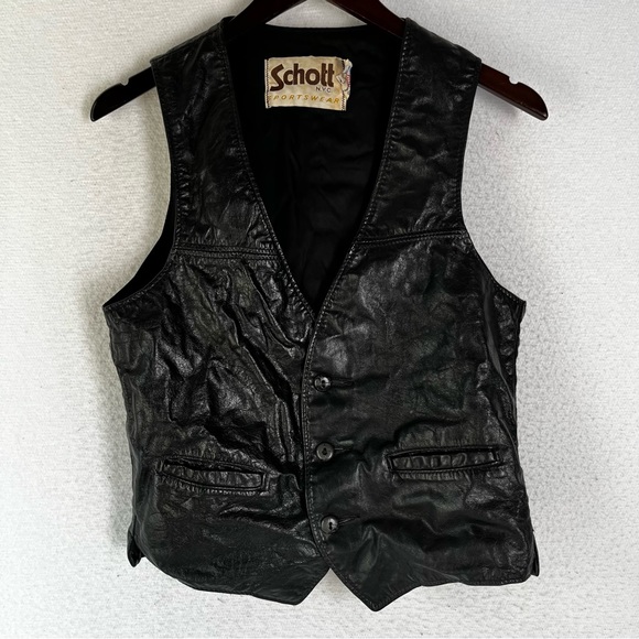 Schott NYC | Jackets & Coats | Schott Sportswear Nyc Leather Vest Mens ...
